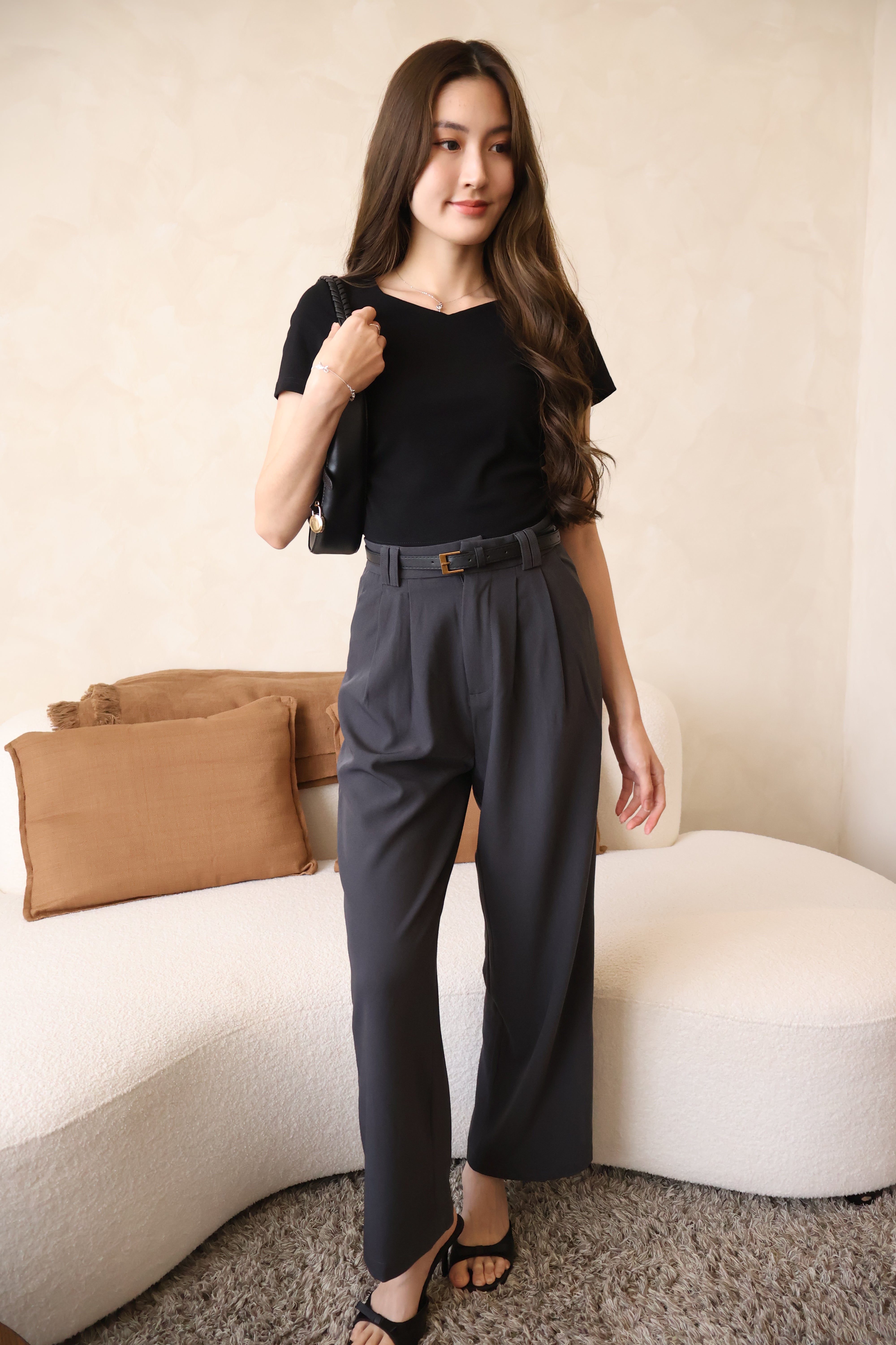 Remy Belted Work Pants In Slate Grey – AveryDay