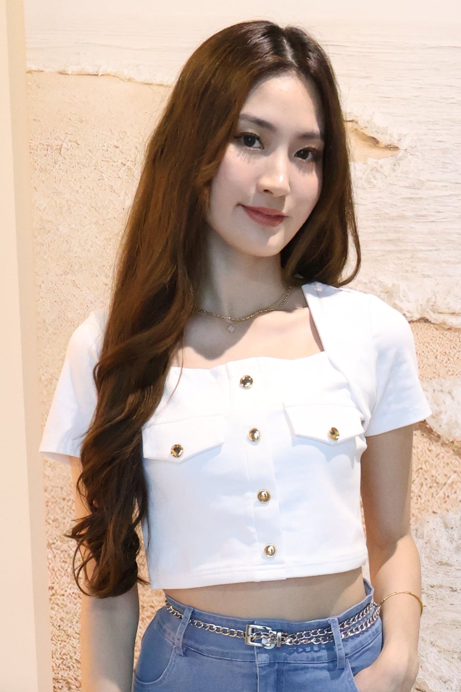 Cheyenne Button Top In White – AveryDay